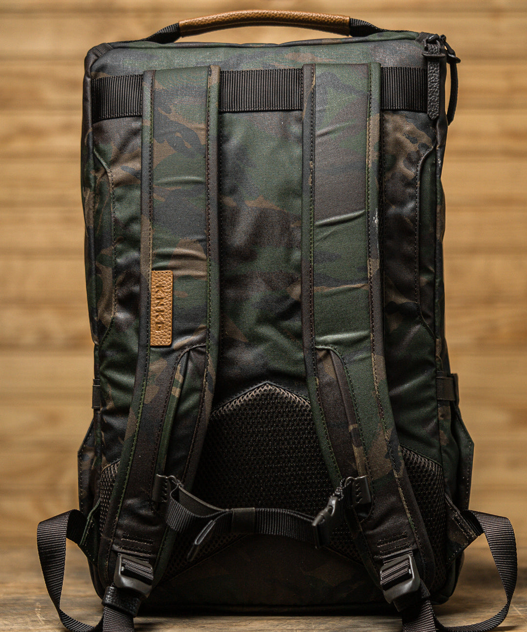 Camo Waxed Canvas Backpack - Lifting Belt Gym Bag | KNKG